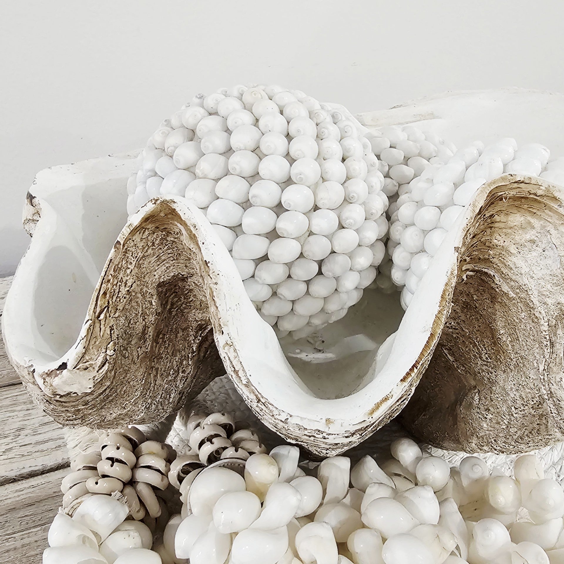Bora Bora Shell Ball | White | Luxe Coastal Home