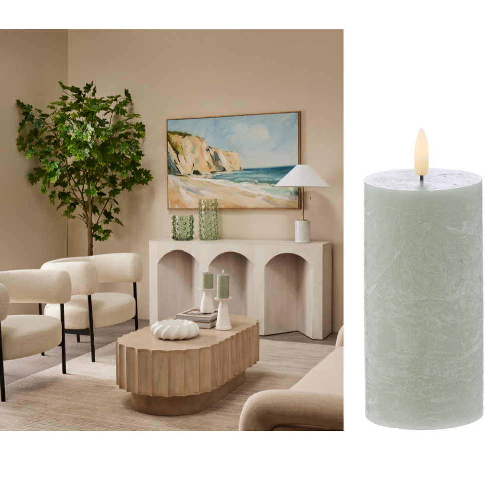 Luxe LED Flameless Pillar Candle | Sage – Luxe Coastal Home